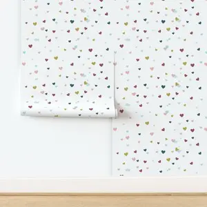 Spoonflower Colorful Confetti Hearts Traditional Wallpaper