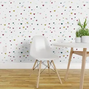 Spoonflower Colorful Confetti Hearts Traditional Wallpaper