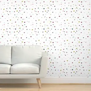 Spoonflower Colorful Confetti Hearts Traditional Wallpaper