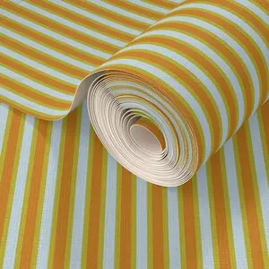 Spoonflower Classic Spring Stripes Narrow Ribbons Of Dusty 100% Natural Sisal Grasscloth Wallcovering Blue