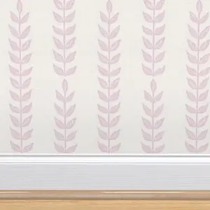 Spoonflower Reverse Pale Pink And Elton Vine 100% Natural Sisal Grasscloth Wallcovering - White