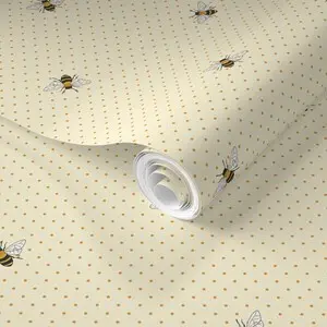 Spoonflower Bees Bee Insect Honey Yellow Traditional Wallpaper - Yellow,beige,brown