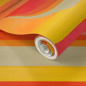 Spoonflower Painting Mid Century Modern Art Abstract Mod Red Custom Pre-pasted Wallpaper - Red,orange,gray