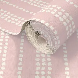 Spoonflower Relaxed Stripes Candy 100% Natural Sisal Grasscloth Wallcovering - Pink