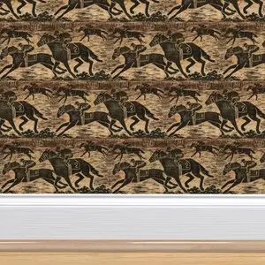 Spoonflower Race Day Carved Block 100% Natural Sisal Grasscloth Wallcovering