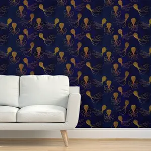 Spoonflower Cephalopods Squids Cuttlefish Octopus Tentacles Traditional Wallpaper