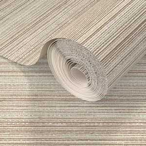 Spoonflower Horizontal Stripes Natural Earth Tones 100% Natural Sisal Grasscloth Wallcovering - Ivory,beige,brown
