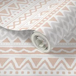 Spoonflower Colorful Aztec Design Geometric Traditional Wallpaper - Gray