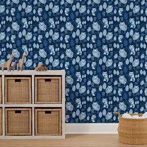 Spoonflower Leaves Nature Birds Owls Animals Traditional Wallpaper