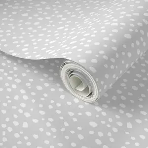 Spoonflower White Dots Snowfall Painted Abstract Painterly Custom Removable Wallpaper