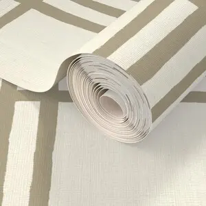Spoonflower Large Triple Window Pane Bershire Grey 100% Natural Sisal Grasscloth Wallcovering - Gray