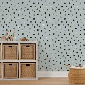 Spoonflower Hello Type Typography Expression Heart Saying Custom Pre-pasted Wallpaper