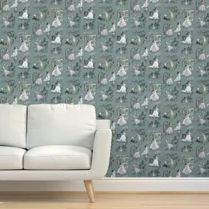 Spoonflower Green Night Gothic Halloween Ghost Spooky Haunted Custom Pre-pasted Wallpaper