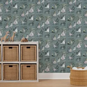 Spoonflower Green Night Gothic Halloween Ghost Spooky Haunted Custom Pre-pasted Wallpaper