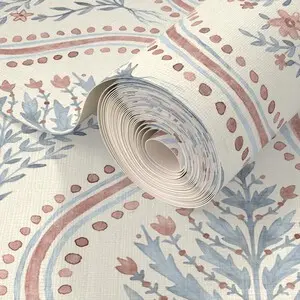 Spoonflower Large Monticello Blue And Garrison 100% Natural Sisal Grasscloth Wallcovering