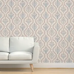 Spoonflower Large Monticello Blue And Garrison 100% Natural Sisal Grasscloth Wallcovering