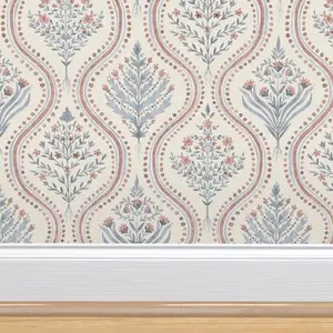 Spoonflower Large Monticello Blue And Garrison 100% Natural Sisal Grasscloth Wallcovering