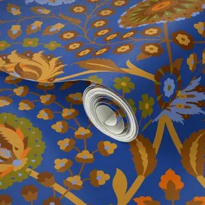 Spoonflower Asian Renaissance Persian Custom Pre-pasted Wallpaper - Purple,orange,blue