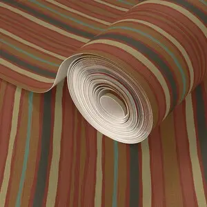 Spoonflower Primitive Stripes Spice Market 2.0 100% Natural Sisal Grasscloth Wallcovering - Brown