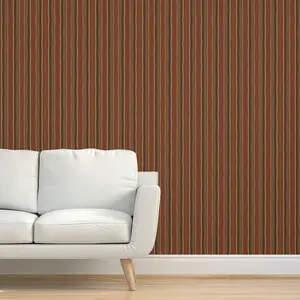 Spoonflower Primitive Stripes Spice Market 2.0 100% Natural Sisal Grasscloth Wallcovering