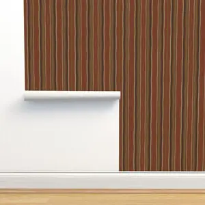 Spoonflower Primitive Stripes Spice Market 2.0 100% Natural Sisal Grasscloth Wallcovering