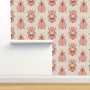 Spoonflower Colourful Bugs Large 100% Natural Sisal Grasscloth Wallcovering
