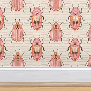 Spoonflower Colourful Bugs Large 100% Natural Sisal Grasscloth Wallcovering