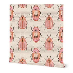 Spoonflower Colourful Bugs Large 100% Natural Sisal Grasscloth Wallcovering