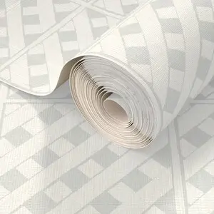 Spoonflower Lattice Thin Border White 100% Natural Sisal Grasscloth Wallcovering