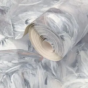 Spoonflower Protea White In Soft Lines 100% Natural Sisal Grasscloth Wallcovering White