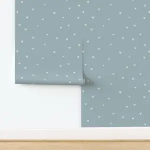 Spoonflower Freehand Small Hearts Valentines Custom Pre-pasted Wallpaper