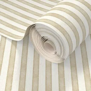 Spoonflower Rotated Salted Watercolor Stripes Taupe 100% Natural Sisal Grasscloth Wallcovering Brown