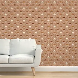 Spoonflower Retro Sunshine Horizons Boho Neutral Fall Caramel 100% Natural Sisal Grasscloth Wallcovering - Beige