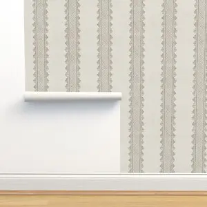 Spoonflower Clarabelle Quiet On Cream 100% Natural Sisal Grasscloth Wallcovering