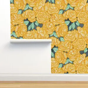 Spoonflower Rosa Handel Lutea Large 150 100% Natural Sisal Grasscloth Wallcovering