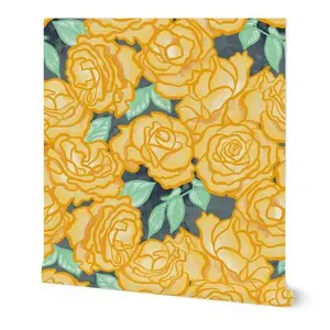 Spoonflower Rosa Handel Lutea Large 150 100% Natural Sisal Grasscloth Wallcovering