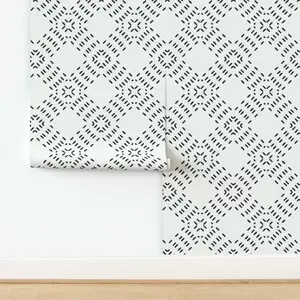 Spoonflower Modern Farmhouse Dash Stripes Little Arrow Boho Custom Pre-pasted Wallpaper