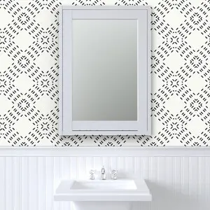 Spoonflower Modern Farmhouse Dash Stripes Little Arrow Boho Custom Pre-pasted Wallpaper