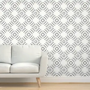 Spoonflower Modern Farmhouse Dash Stripes Little Arrow Boho Custom Pre-pasted Wallpaper