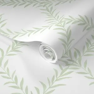 Spoonflower Spring Garden Leaf Vine Green 100% Natural Sisal Grasscloth Wallcovering