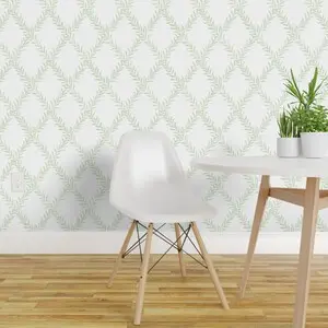Spoonflower Spring Garden Leaf Vine Green 100% Natural Sisal Grasscloth Wallcovering