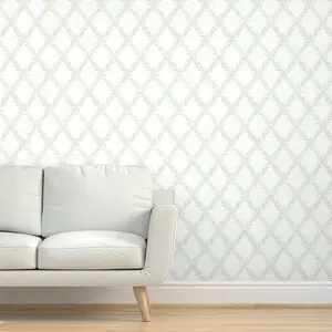 Spoonflower Spring Garden Leaf Vine Green 100% Natural Sisal Grasscloth Wallcovering
