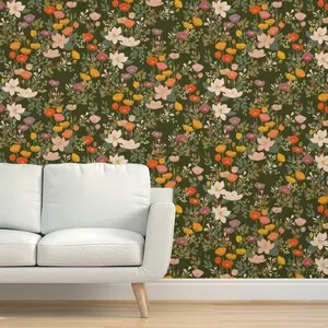 Spoonflower Cloisonne Garden Greenery 100% Natural Sisal Grasscloth Wallcovering