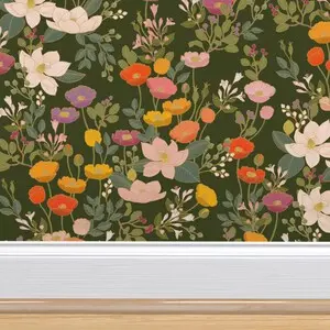 Spoonflower Cloisonne Garden Greenery 100% Natural Sisal Grasscloth Wallcovering