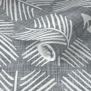 Spoonflower Shot Gray Arrow Boho Geo White Neutral Nouveau Traditional Wallpaper - Blue,white
