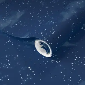 Spoonflower Summer Night Sky Stars Nature Clouds Traditional Wallpaper - Blue