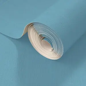 Spoonflower Rococoa Solid 100% Natural Sisal Grasscloth Wallcovering - Blue