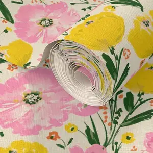 Spoonflower Cleo's Bouquet 100% Natural Sisal Grasscloth Wallcovering