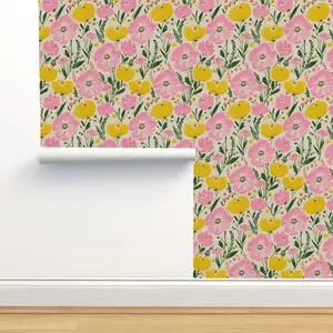 Spoonflower Cleo's Bouquet 100% Natural Sisal Grasscloth Wallcovering