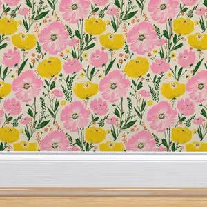 Spoonflower Cleo's Bouquet 100% Natural Sisal Grasscloth Wallcovering